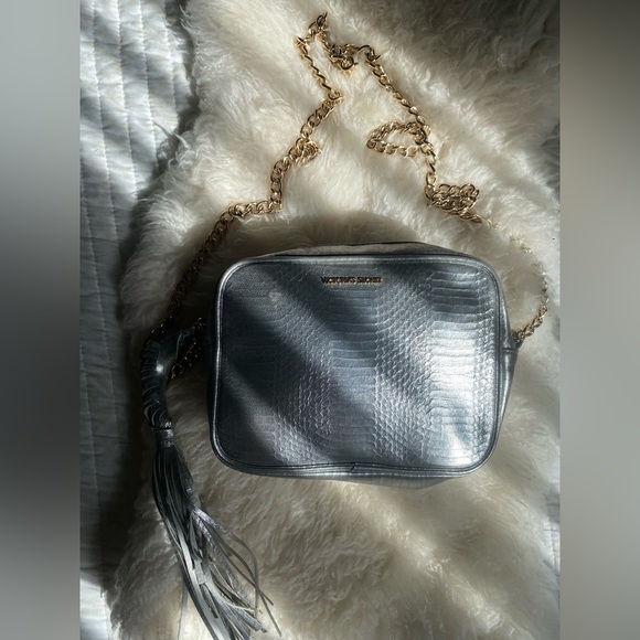 Victoria's Secret | Bags | Silver Victorias Secret Faux Leather Gold ...